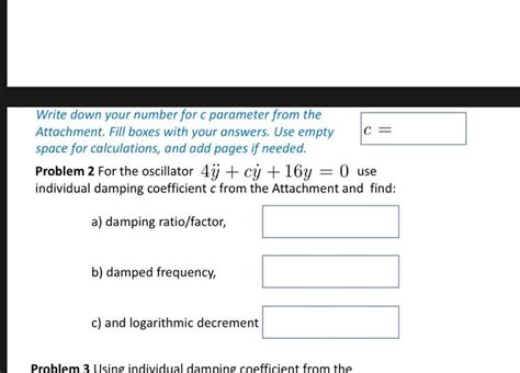 Solved Write Down Your Number For C Parameter From The Chegg