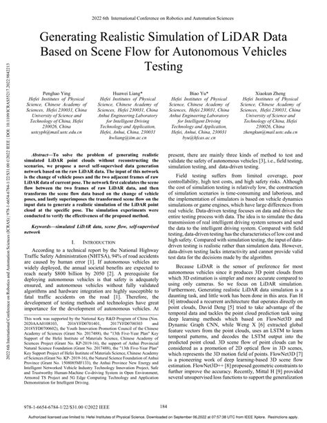 Pdf Generating Realistic Simulation Of Lidar Data Based On Scene Flow For Autonomous Vehicles
