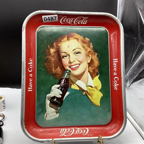 At Auction Vintage 1950s Drink Coca Cola Tray Have A Coke Red Headed Girl