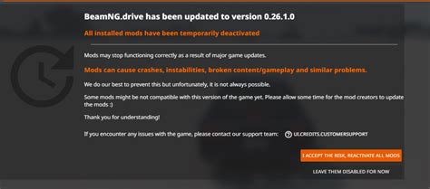 All Mods Temporarily Disabled Warning Complaint Beamng