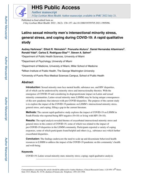 Pdf Latino Sexual Minority Mens Intersectional Minority Stress