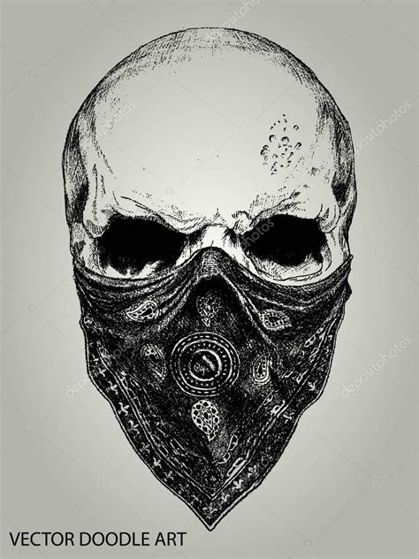 SKULL AND Bandana DOODLE VECTOR Stock Vector Ixies 77099537