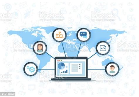 고객 Crm 개념 작업에 데이터의 조직 고객 관계 관리 벡터 일러스트입니다 개념에 대한 스톡 벡터 아트 및 기타 이미지 개념