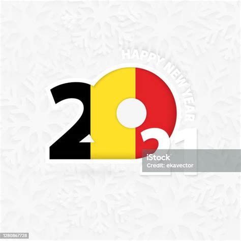 눈송이 배경에 벨기에에 대한 새해 복많은 새해 2021 0명에 대한 스톡 벡터 아트 및 기타 이미지 0명 12월 31일