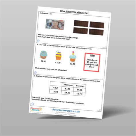 Year 4 Solve Problems With Money Homework Resource Classroom Secrets