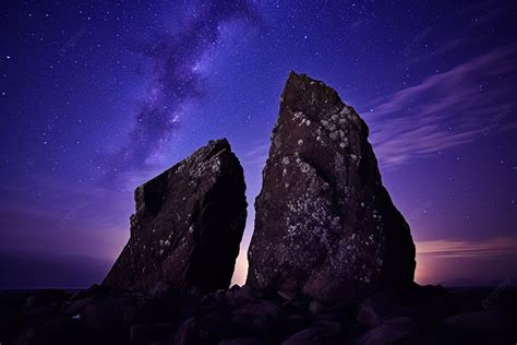 우유빛 밤 아래 두 개의 바위 경북 고해상 관광지 배경 일러스트 및 사진 무료 다운로드 Pngtree