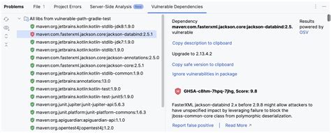 find vulnerable and malicious dependencies intellij idea documentation
