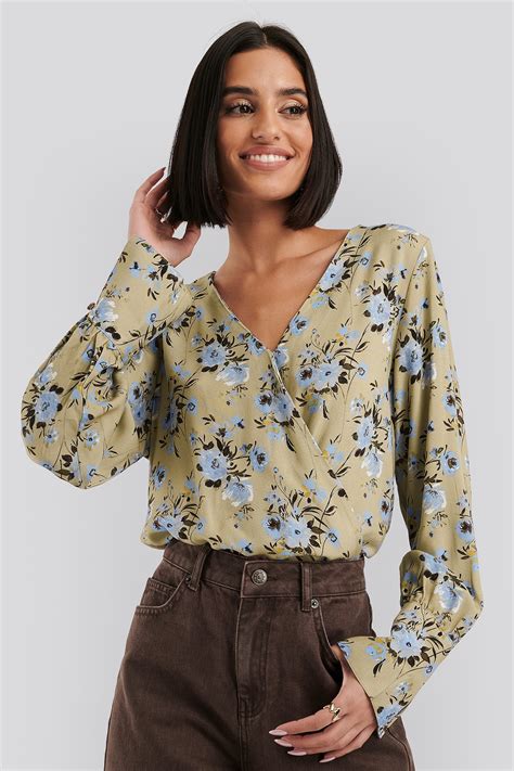 Wide Cuff Wrap Blouse Multicolor Na
