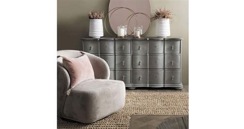 Commode Classique 6 Tiroirs En Bois Exotique Gris Pierre Carlotta