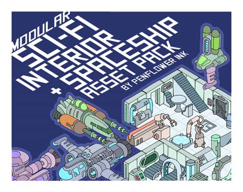 Modular Sci Fi Interior Spaceship Asset Pack By Penflower Ink
