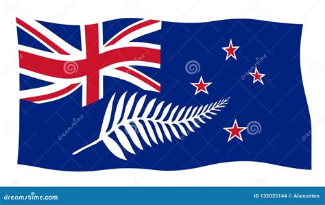 New Zealand Flag With Silver Fern Stock Illustration Illustration Of