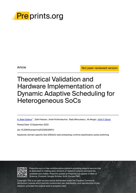 Pdf Theoretical Validation And Hardware Implementation Of Dynamic Adaptive Scheduling For