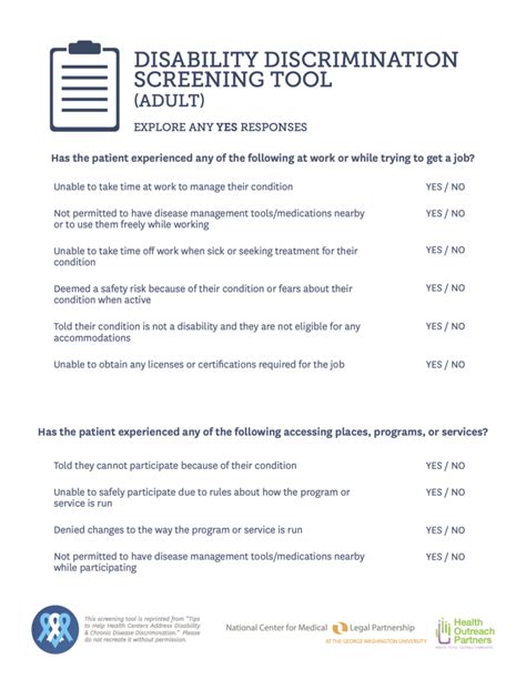 Disability Discrimination Screening Tool Adults Medical Legal