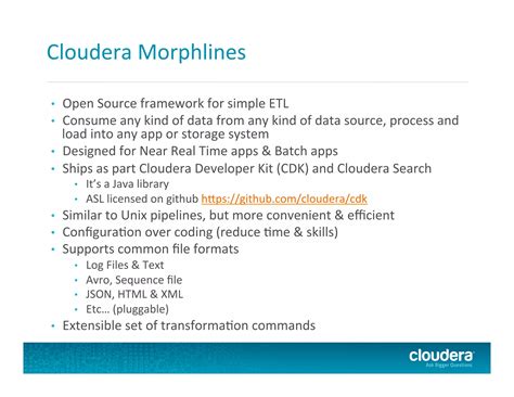 large scale etl for hadoop and cloudera search using morphlines
