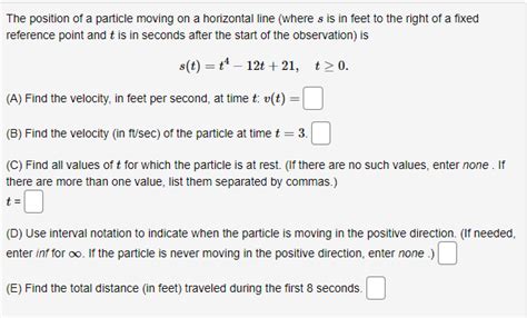 Solved The Position Of A Particle Moving On A Horizontal Chegg