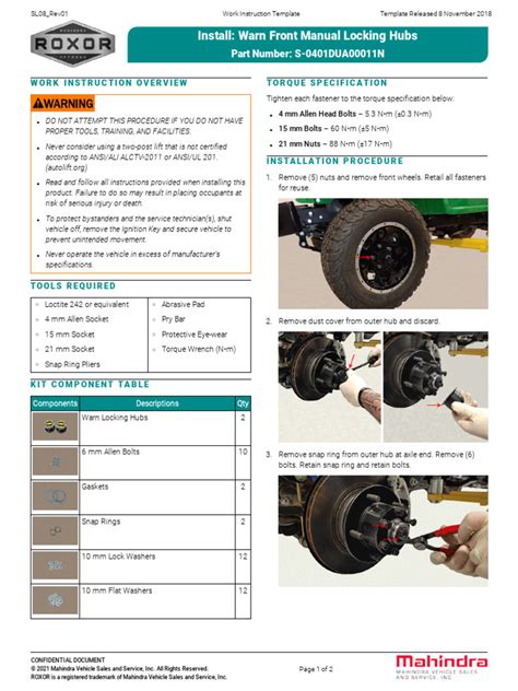Warn Manual Locking Hubs Pdf