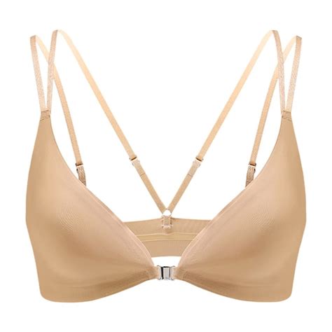Vigerkar Womens Front Closure Bras No Underwire Plunge V Neck Bra Low