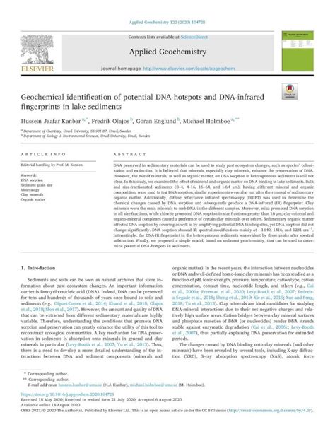 Pdf Geochemical Identification Of Potential Dna Hotspots And