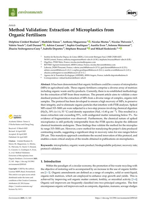 Pdf Method Validation Extraction Of Microplastics From Organic