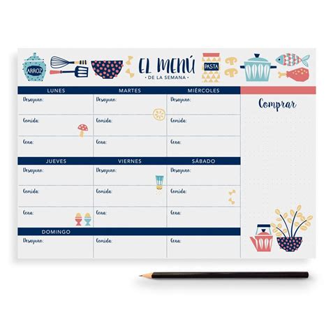 Mi Menú Semanal Planificador De Comidas Planificador De Comidas Planificador Calendario De