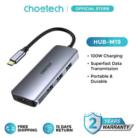 Choetech Hub M19 7 In 1 Usb C Type C Hub 4k Hdmi Adapter With Pd