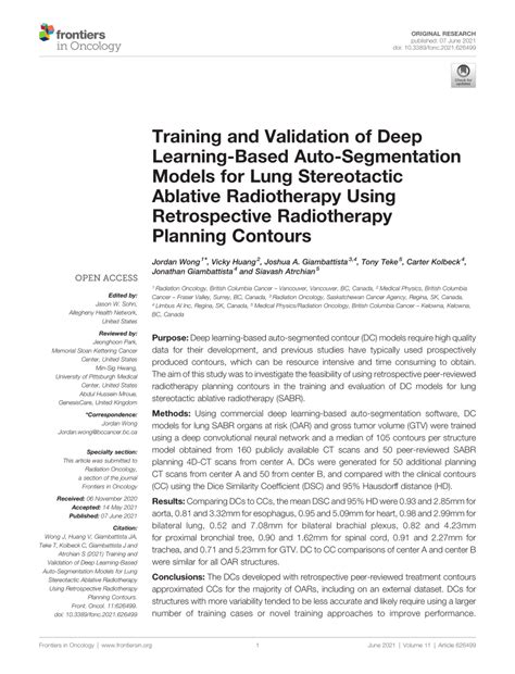 Download Pdf Training And Validation Of Deep Learning Based Auto Segmentation Models For Lung