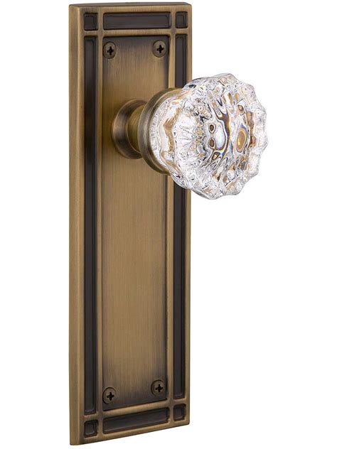 Mission Door Set With Fluted Crystal Glass Knobs House Of Antique