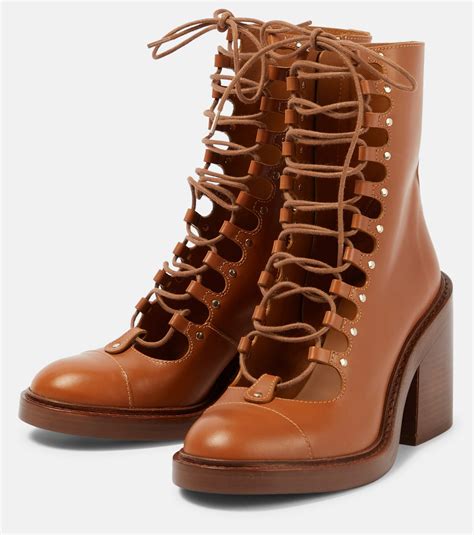 Chloe Lace Up Leather Ankle Boots Chloe