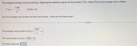 Solved The Marginal Average Cost Of Producing X ﻿digital