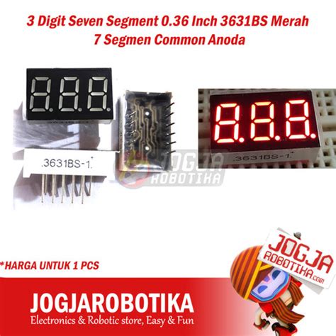 Jual 3 Digit Seven Segment 0 36 Inch 3631bs Merah 7 Segmen Common Anoda