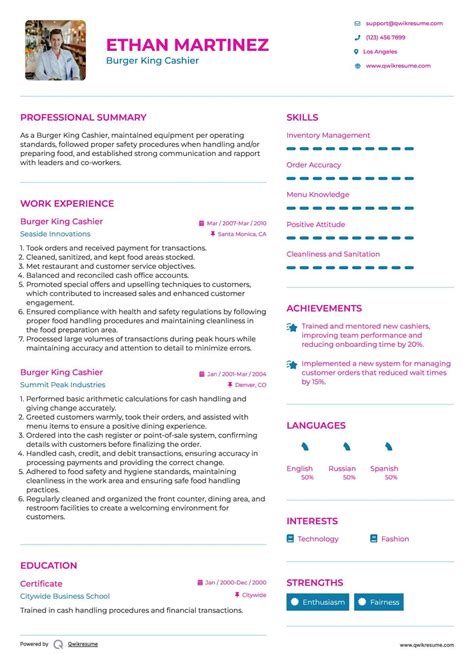 10 Burger King Cashier Resume Samples And Templates For 2025