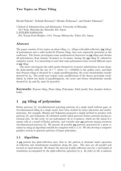 Pdf Two Topics On Plane Tiling