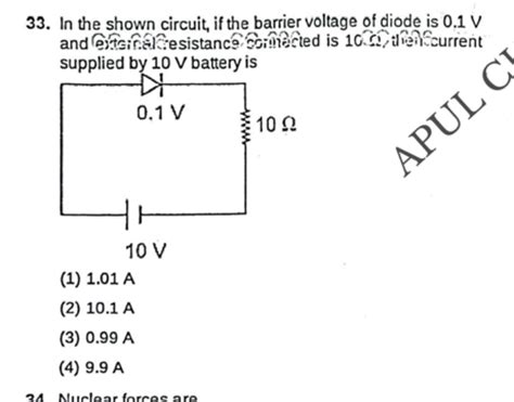 In The Shown Circuit If The Barrier Voltage Of Diode Is 01 V And Ôtrif