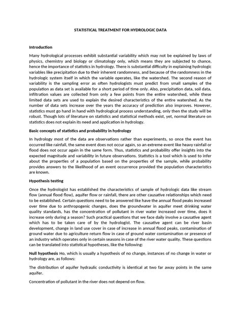 Statistical Treatment For Hydrologic Data Pdf