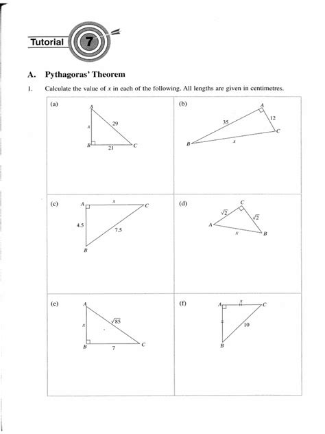 Pythagoras Theorem Homework Pdf