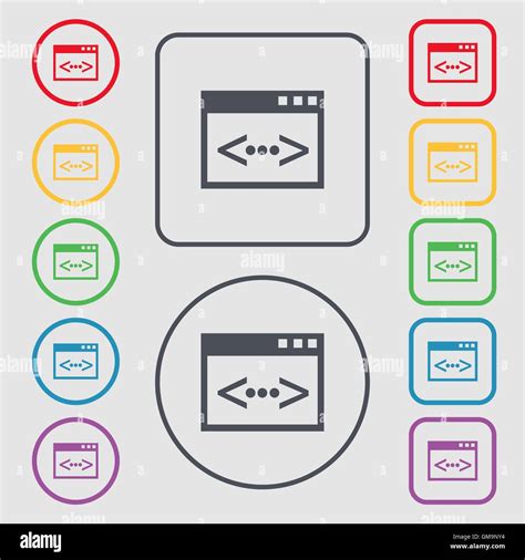 Code Sign Icon Programmer Symbol Symbols On The Round And Square
