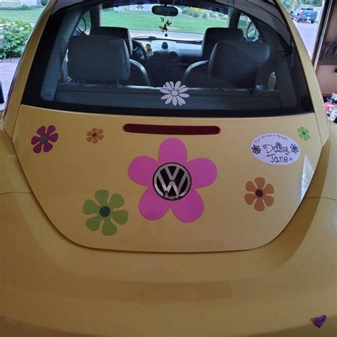 Vw Beetle Flower White And Blue Bling Daisy Etsy