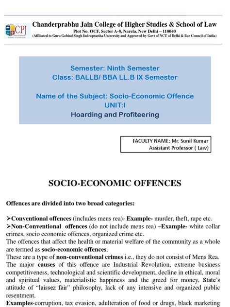 socio economic offences unit 1 pdf delhi justice