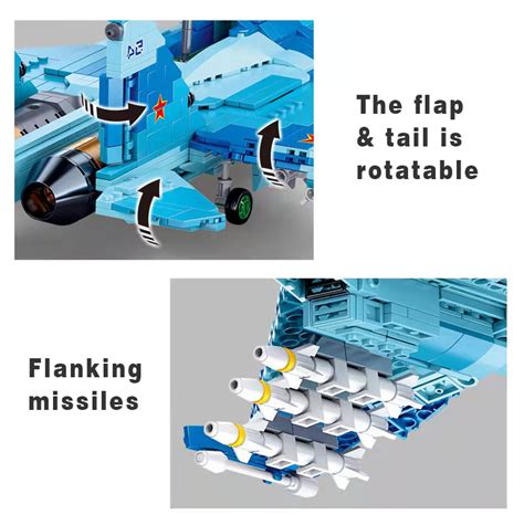 Russian Sukhoi Su-27 Fighter Aircraft 2in1 - 893 Pieces - BrickArmyToys