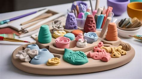Premium Photo A Photo Of Creative Modeling Clay Set With Tools