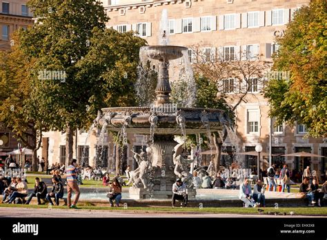Germany Baden Wuerttemberg Stuttgart Palace Square People At