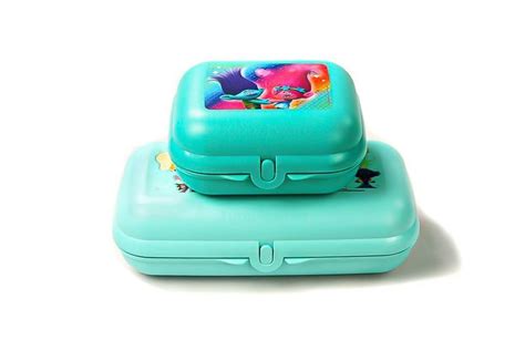 Tupperware Lunchbox Twin Helltürkis Trollstwin DunkeltürkisspÜltuch
