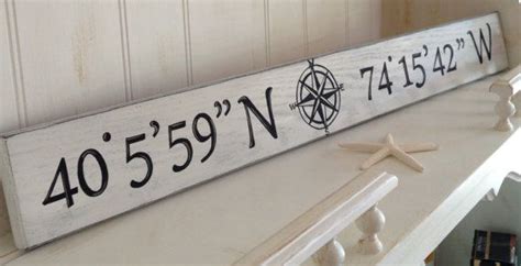 Latitude And Longitude Wood Sign Nautical Coordinates Wood Sign