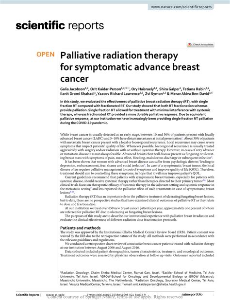 Pdf Palliative Radiation Therapy For Symptomatic Advance Breast Cancer