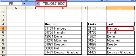 Wie Funktionieren Die Funktionen Länge Teil Rechts Und Links Excel