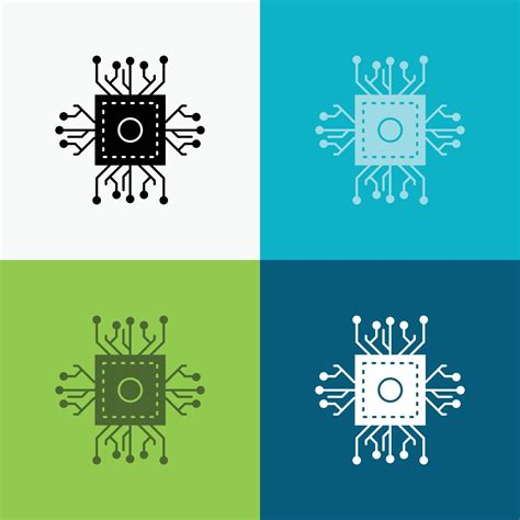 Chip Cpu Microchip Processor Technology Icon Over Various