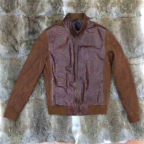 Sr Brown Python Leather Jacket Leather Guys