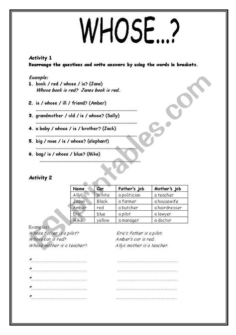 Whose Esl Worksheet By 83teacher83