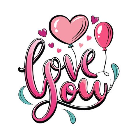 Premium Vector A Pink Heart With The Words Love You On It