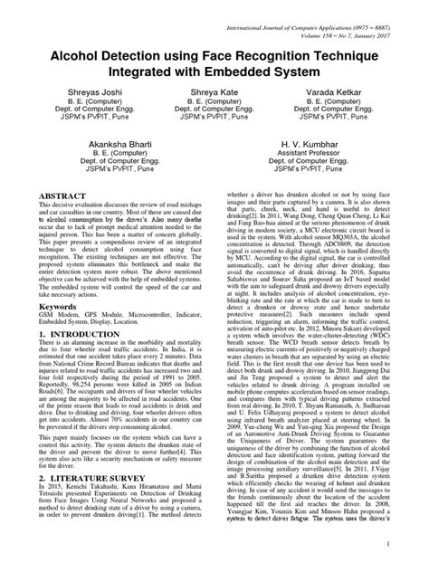 Alcohol Detection Using Face Recognition Technique Integrated With